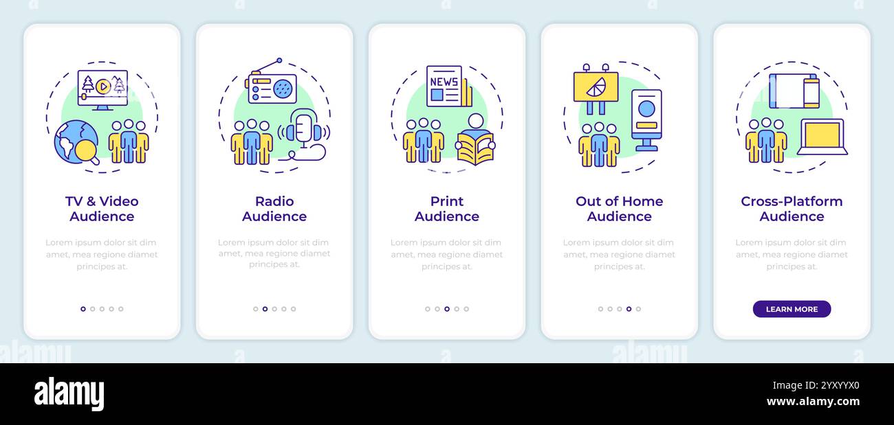 Audience measurement methods onboarding mobile app screen Stock Vector ... Audience measurement methods onboarding mobile app screen Stock Vector ...