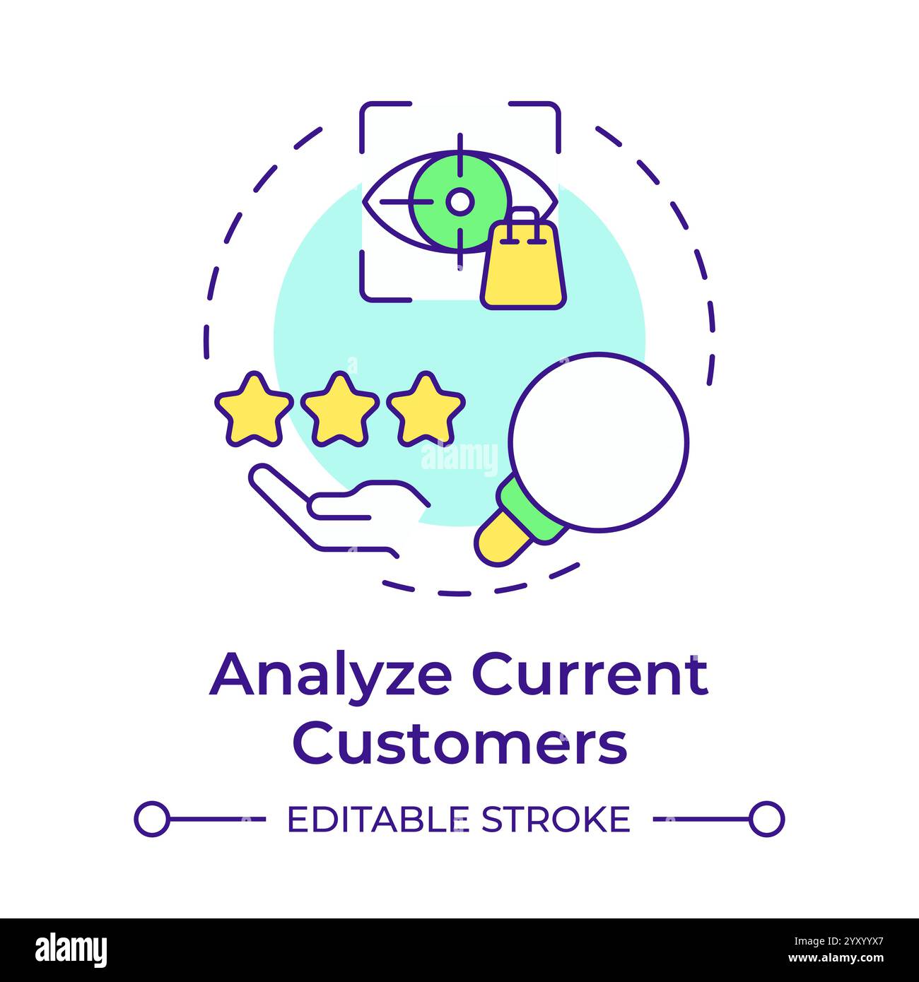 Analyze current customers multi color concept icon Stock Vector Image ...