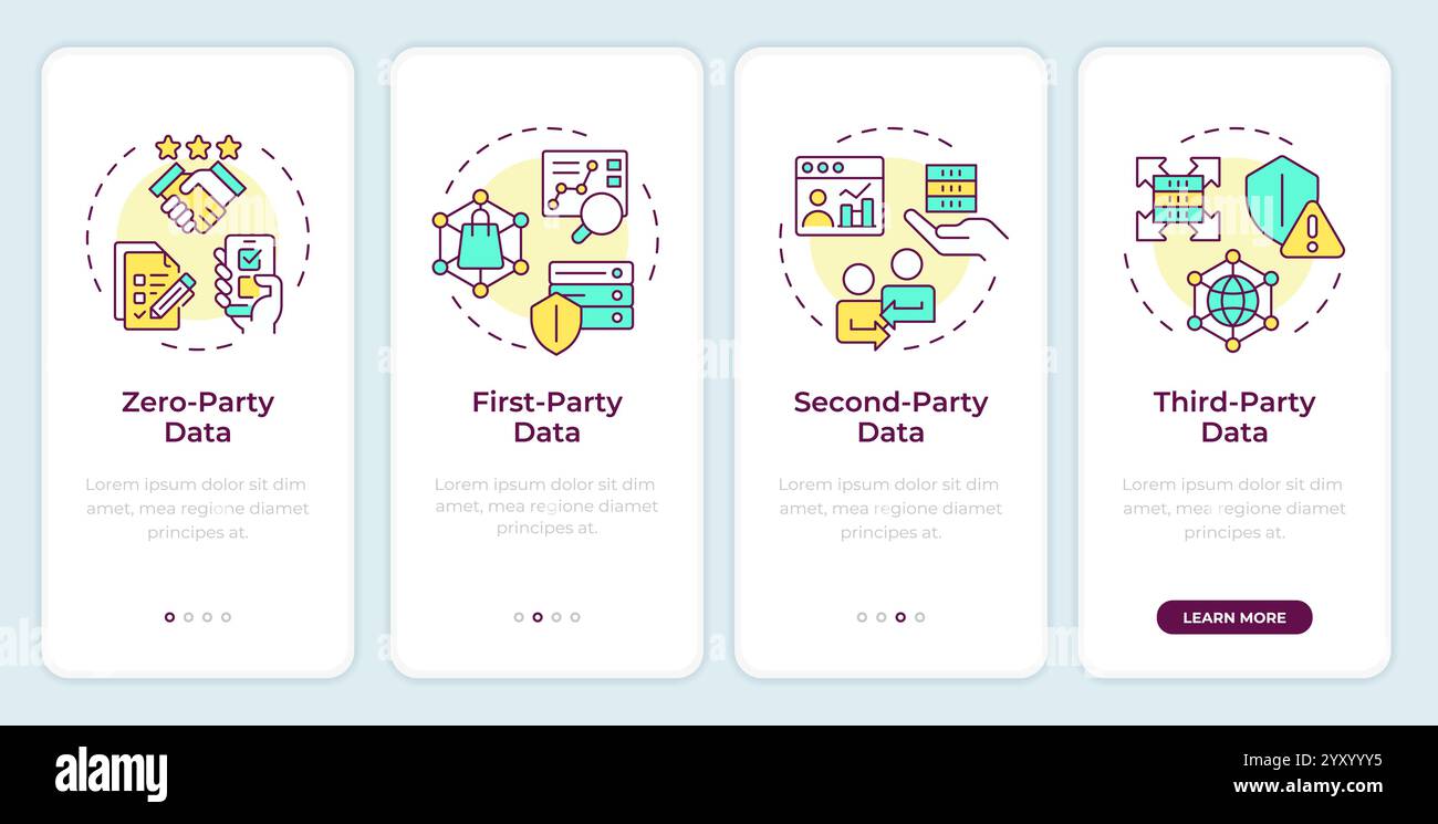 Audience Data Types Onboarding Mobile App Screen Stock Vector Image