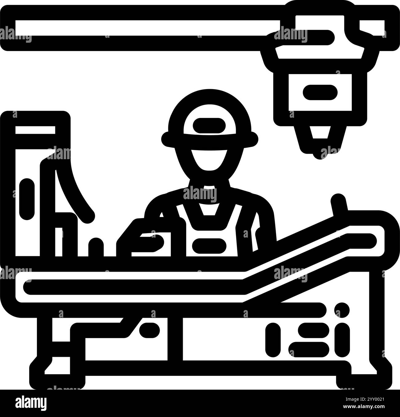 assembly line worker industry line icon vector illustration Stock ...