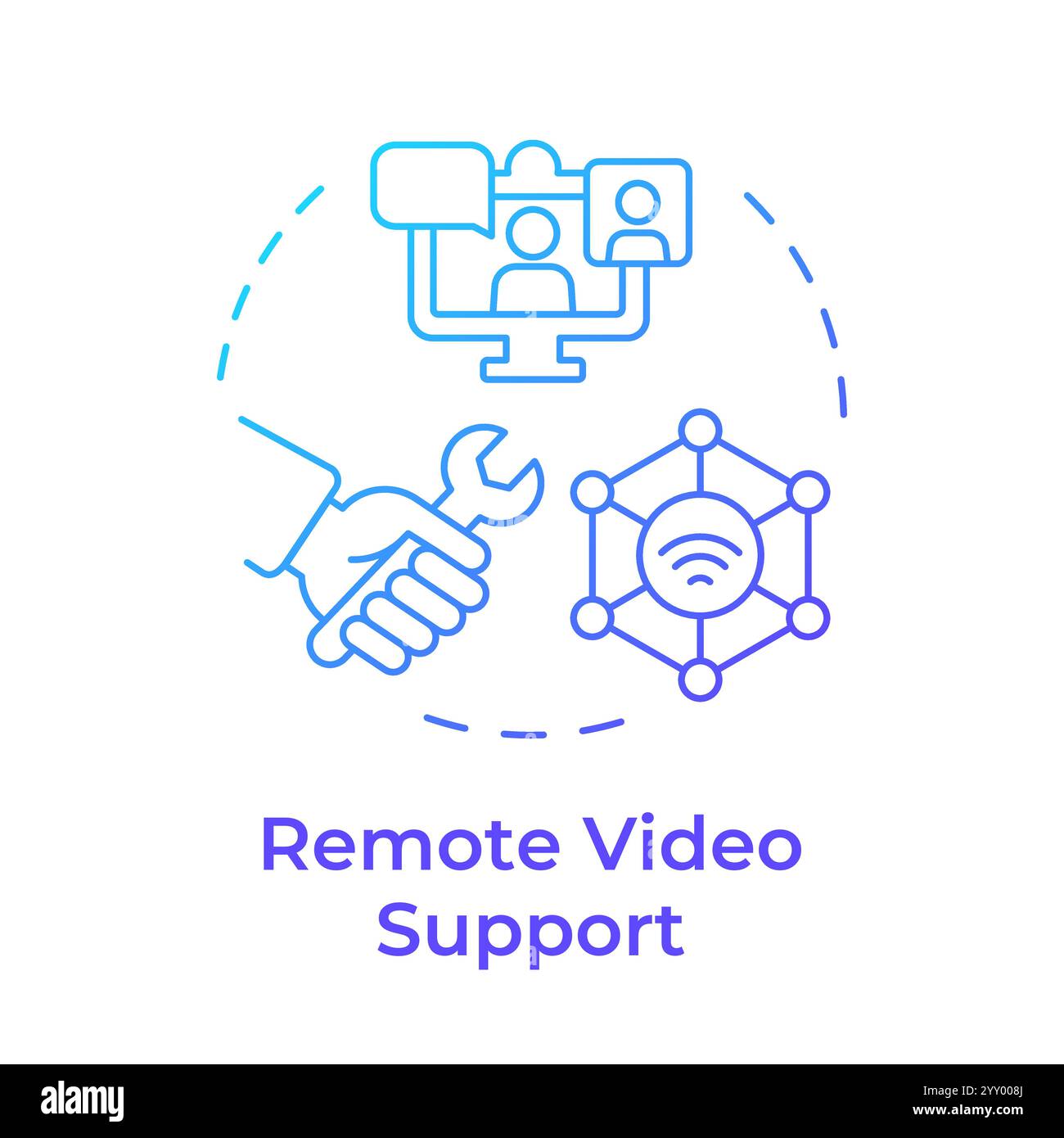 Remote video support blue gradient concept icon Stock Vector Image ...