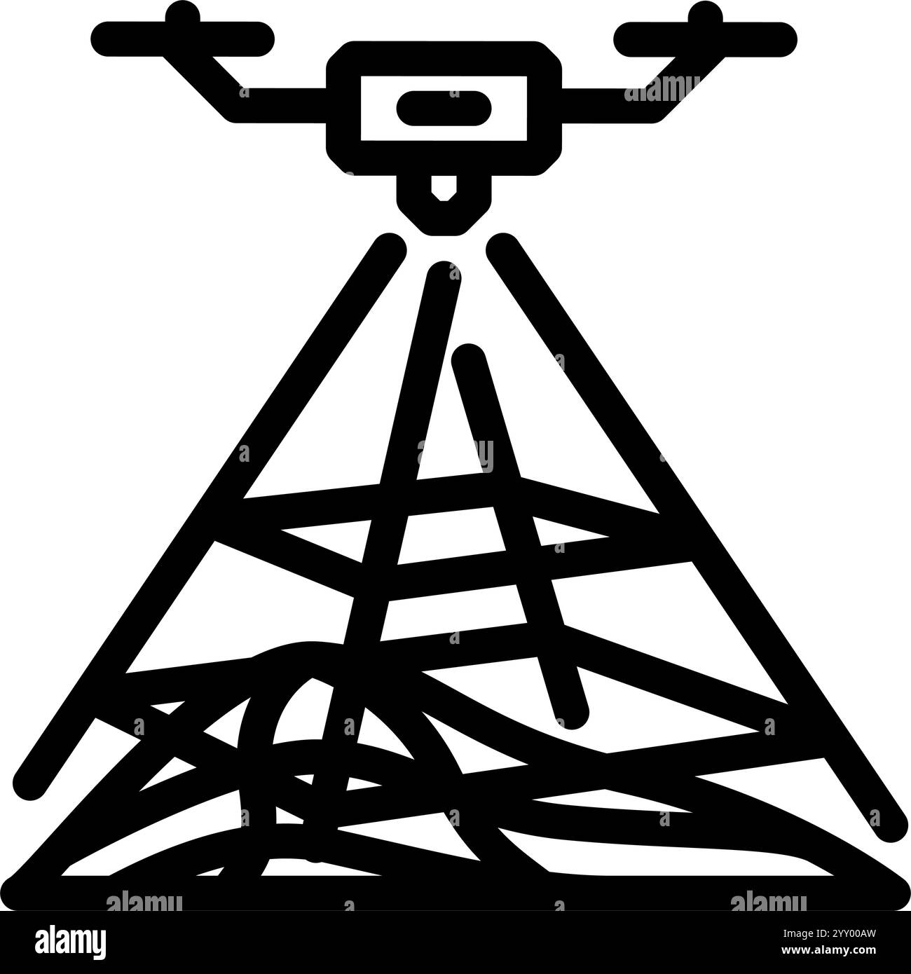 surveying tool unmanned aerial vehicle line icon vector illustration ...