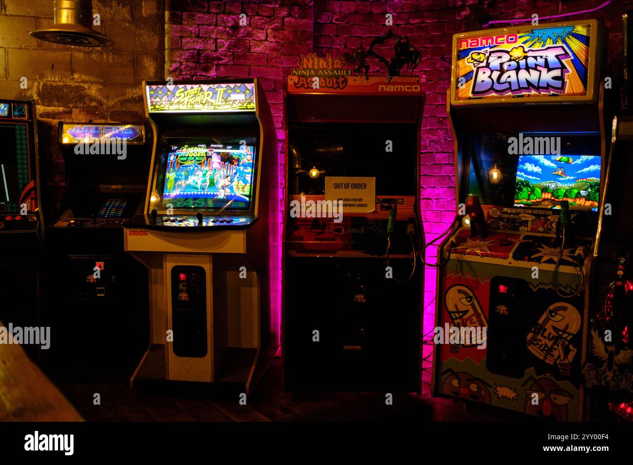 Leeds England: 2nd Jun 2024: Leeds BrewDog bar. Cool retro gaming ...