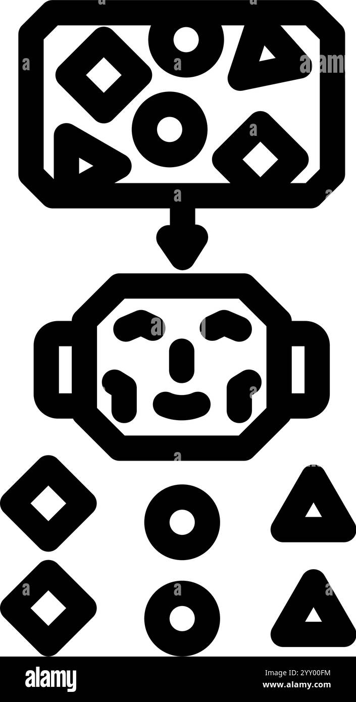 Classification Machine Learning Line Icon Vector Illustration Stock