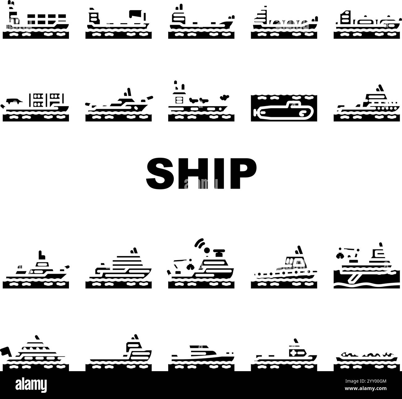 ship transport marine icons set vector Stock Vector Image & Art - Alamy