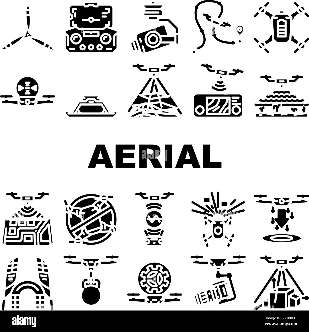 unmanned aerial vehicle drone uav icons set vector Stock Vector Image ...