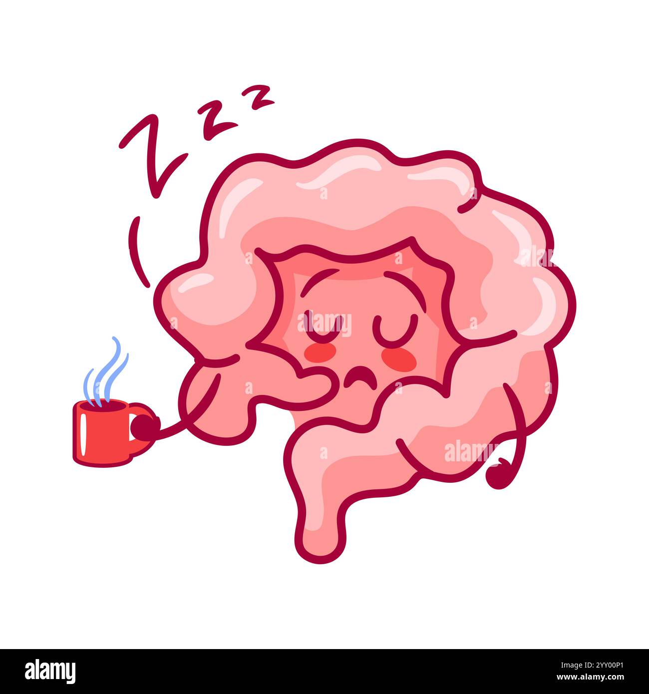 Loose bowel syndrome. Cute character in kawaii style. A healthy organ ...