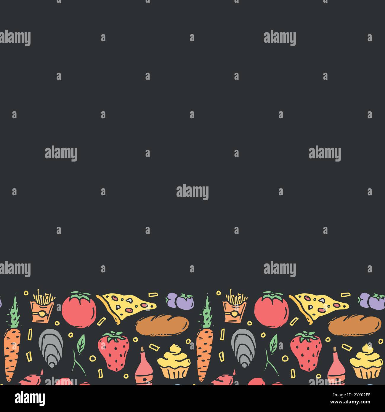 Doodle food background. Food frame illustration Stock Vector Image ...