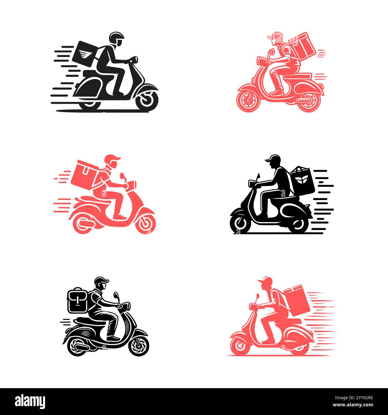 Set of Free Shipping motorbike food delivery boy icons in Vector ...