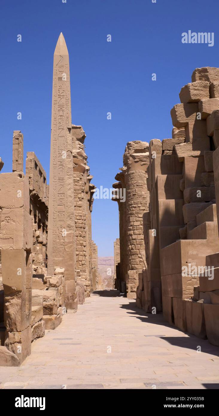 Obelisk of Thutmose I and Columns in Karnak Temple in Luxor, Egypt ...