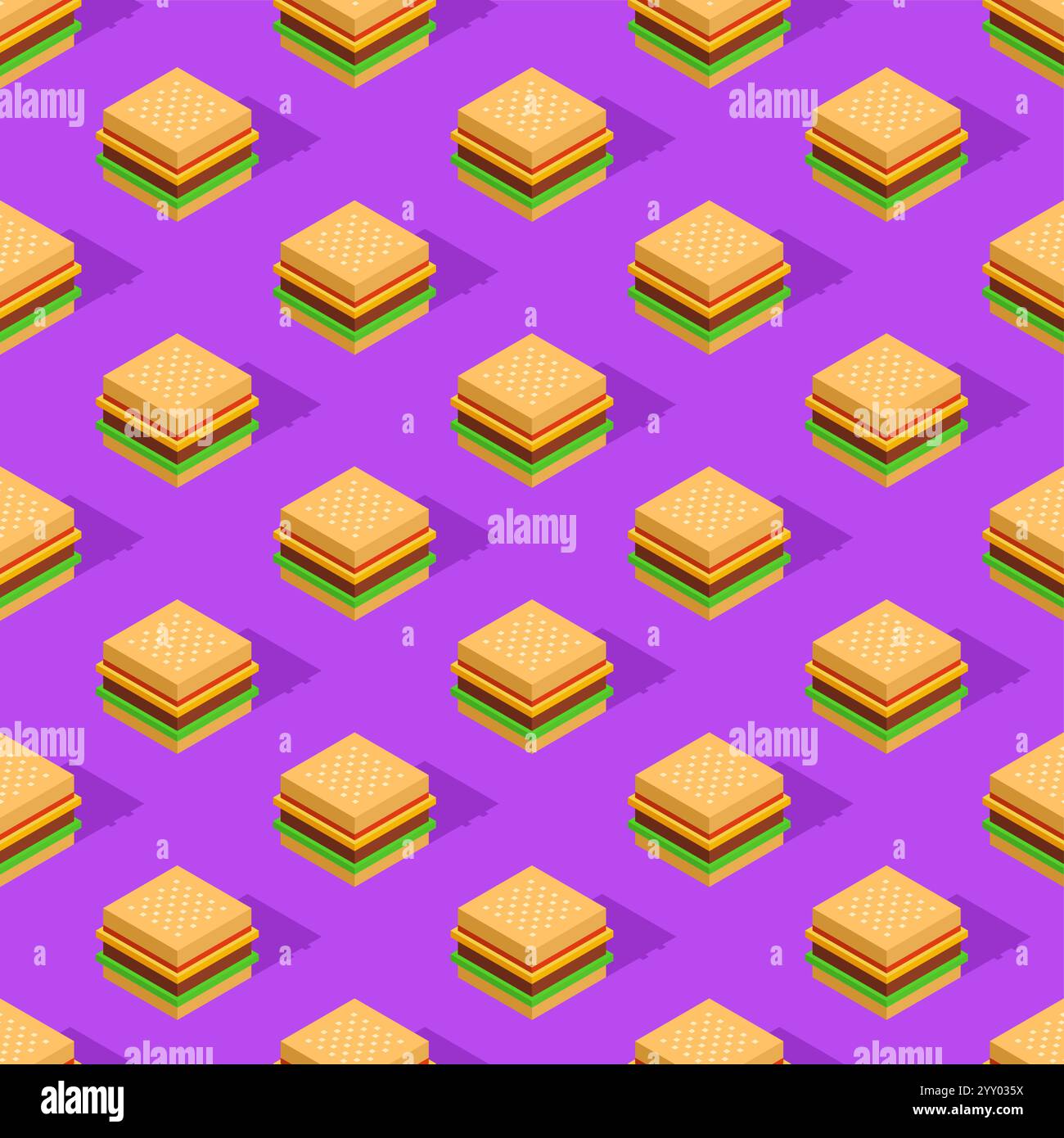 Hamburger isometric pattern seamless. Burger Fast food background Stock ...