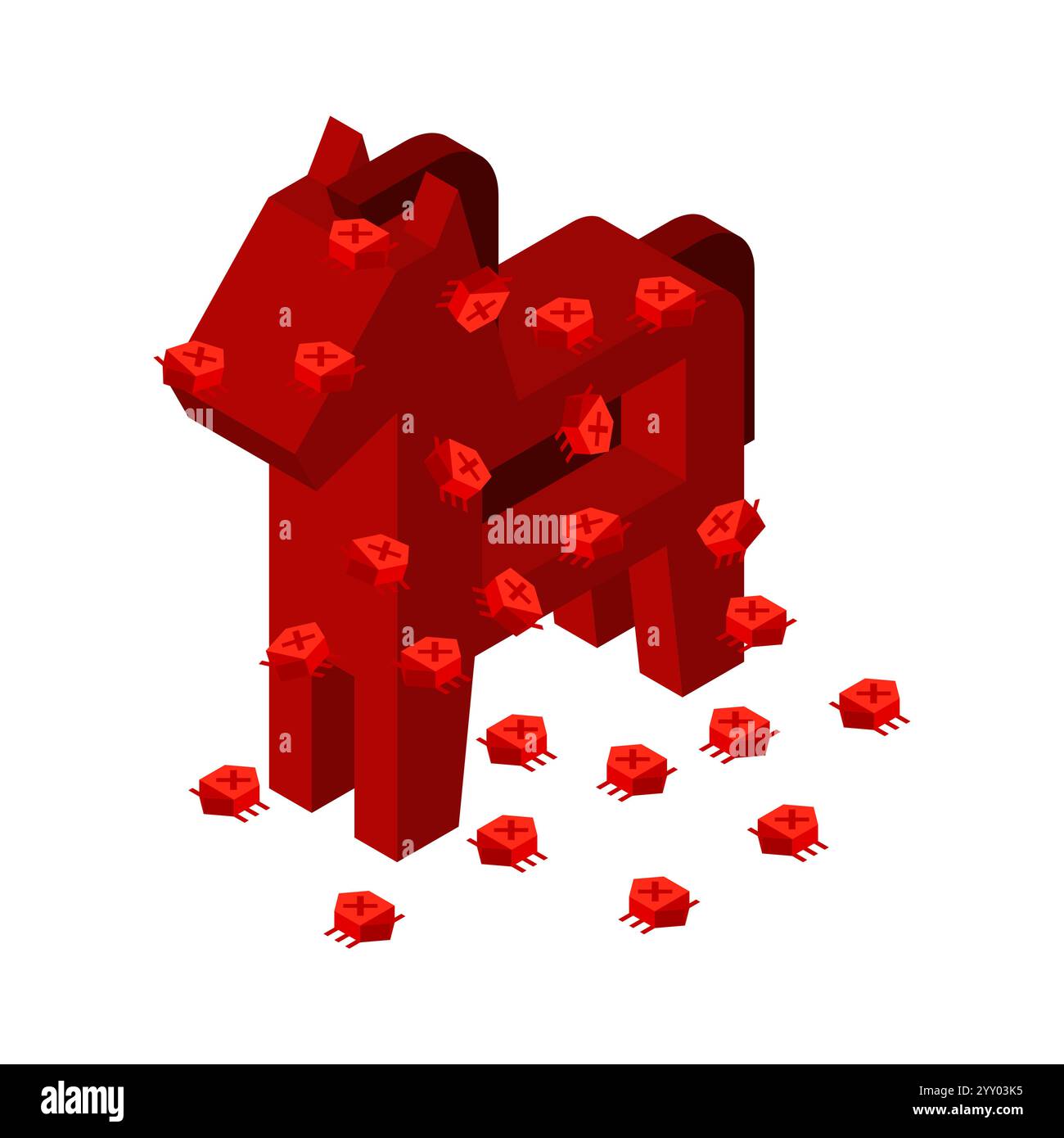 Red Trojan horse virus isolated. Vector illustration Stock Vector Image ...