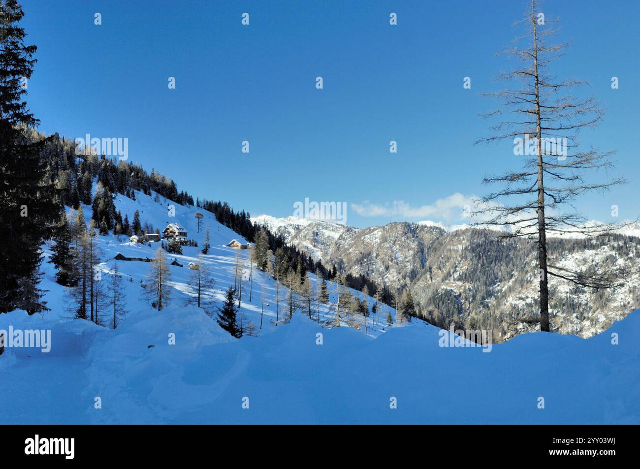 Views along wth winter walking patch from Katschberg to the Pritzhütte ...