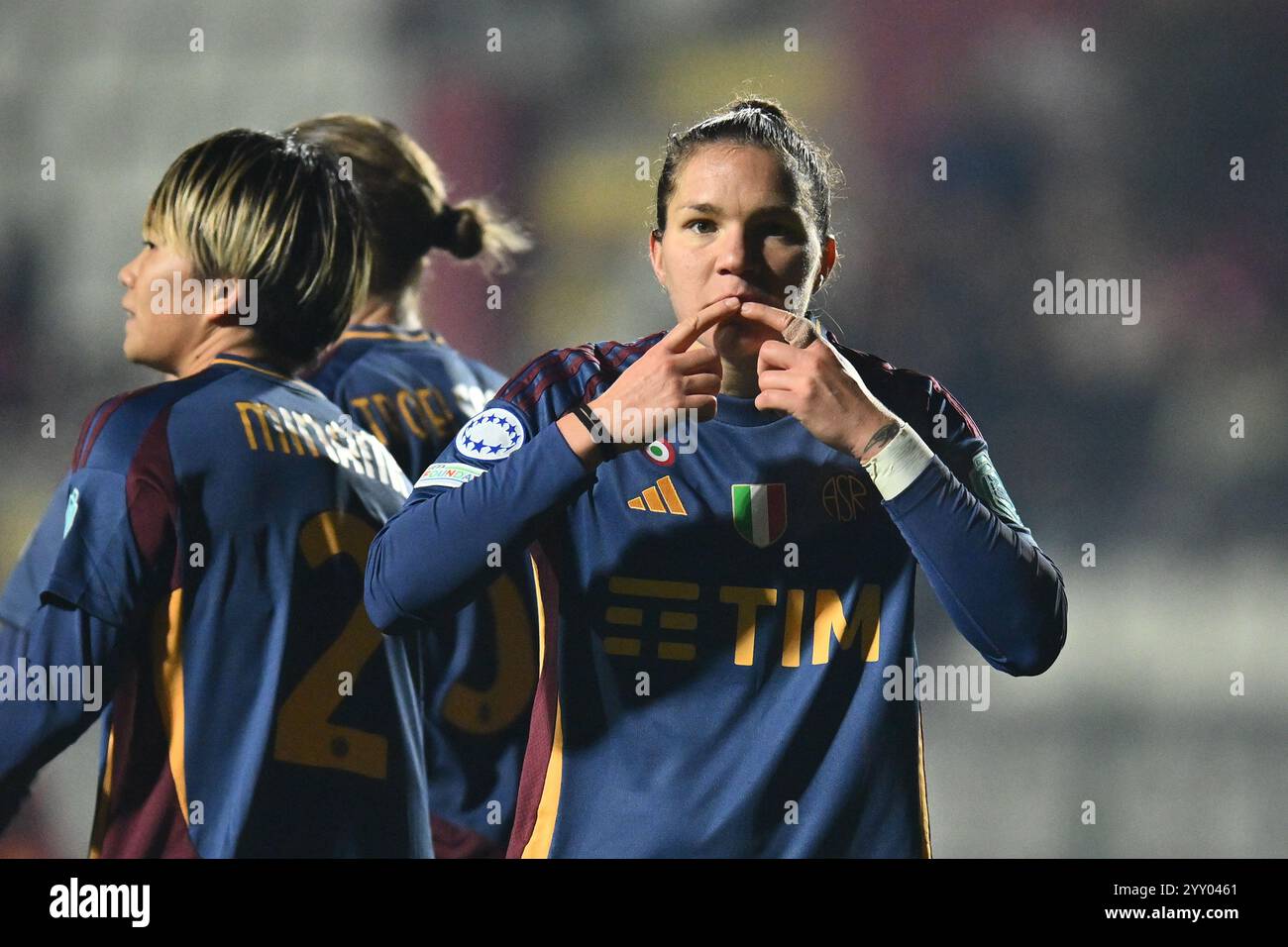 Elena Linari of A.S. Roma Femminile celebrates a goal during Group A ...