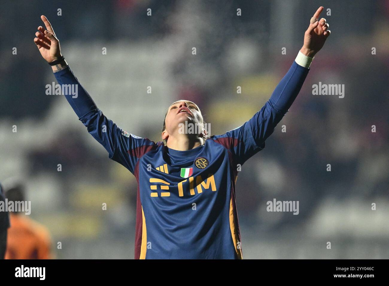 Elena Linari of A.S. Roma Femminile celebrates a goal during Group A ...