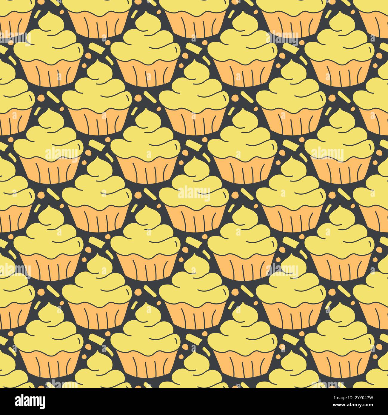Seamless cake pattern. Sweets and candy background. Doodle illustration with sweets and candy ...
