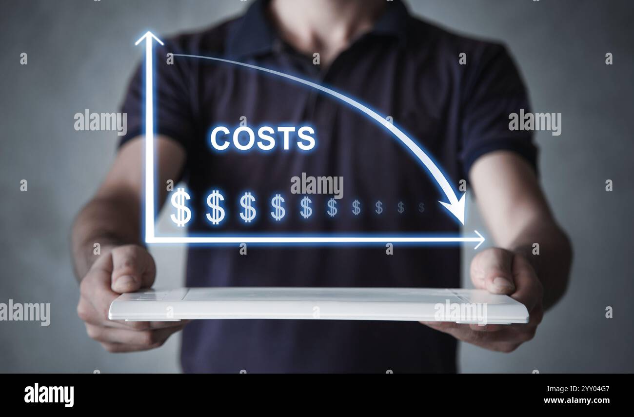 Man showing Costs graph. Business Stock Photo - Alamy