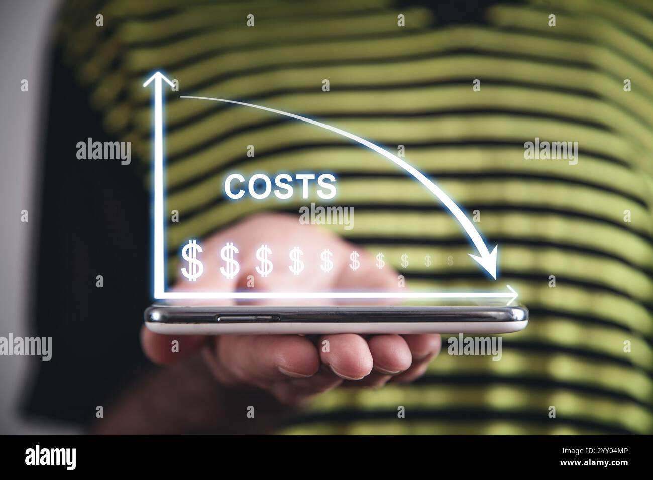 Man showing Costs graph. Business Stock Photo - Alamy