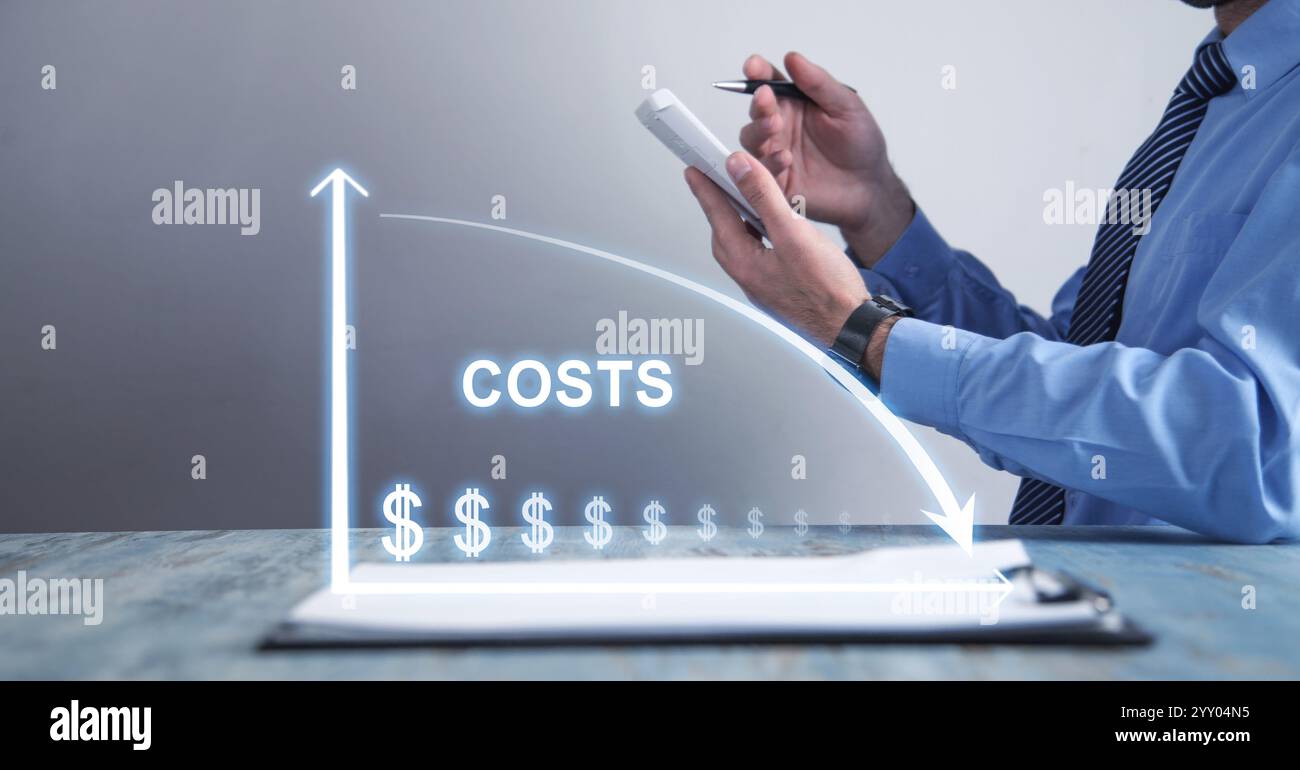 Man showing Costs graph. Business Stock Photo - Alamy