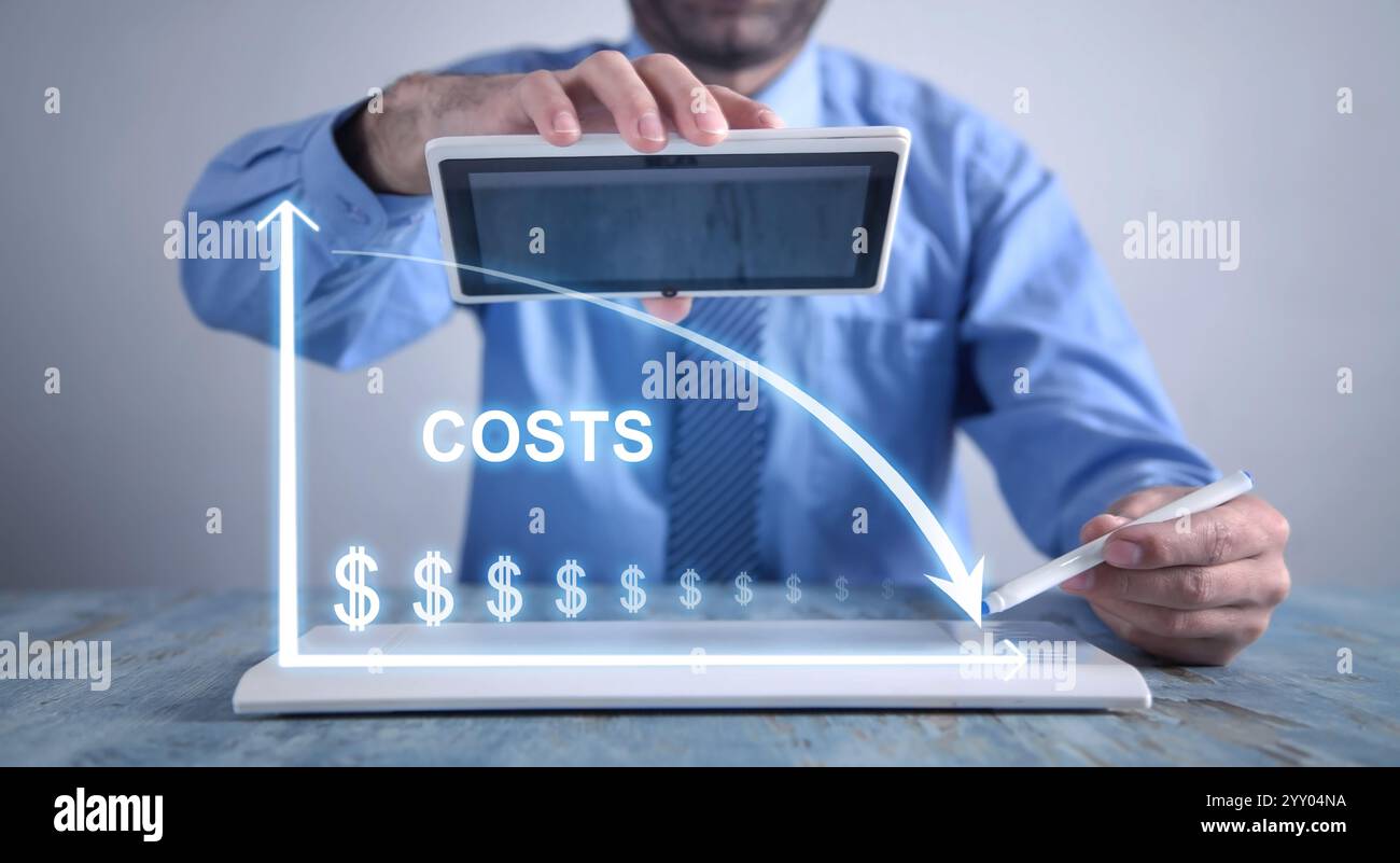 Man showing Costs graph. Business Stock Photo - Alamy