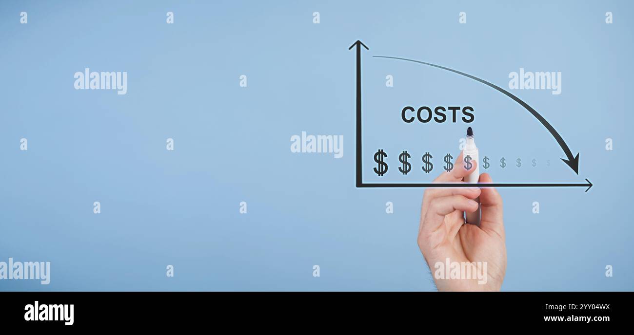 Man showing Costs graph. Business Stock Photo - Alamy