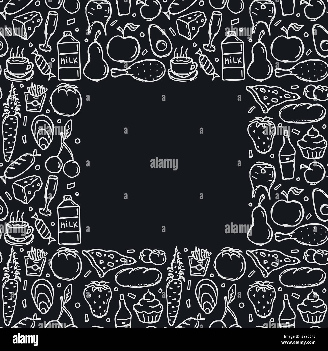 Doodle food background. Food frame illustration Stock Vector Image ...