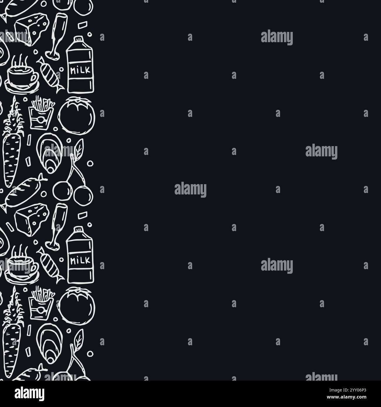 Doodle food background. Food frame illustration Stock Vector Image ...