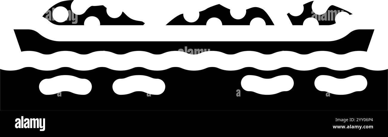 barge ship transport marine glyph icon vector illustration Stock Vector ...