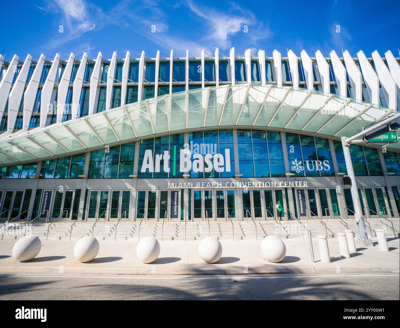 Detail of the Convention Center of Art Basel Miami Beach is a premier ...