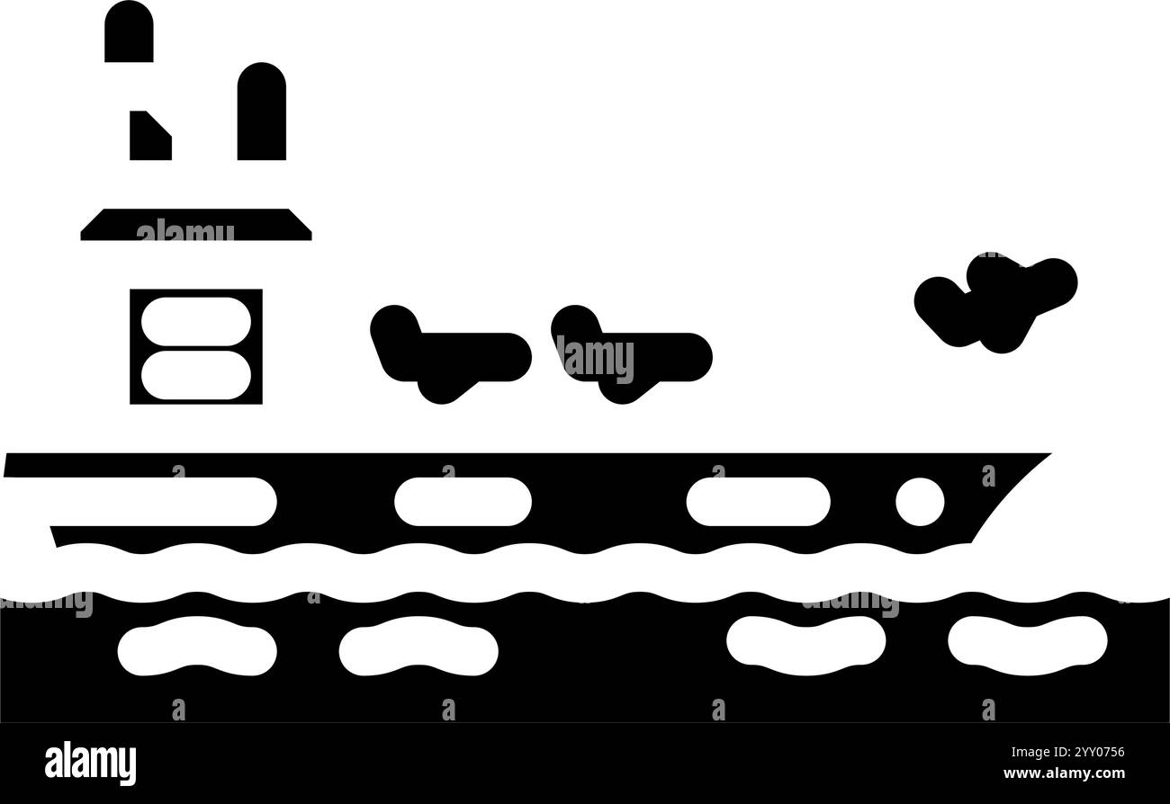 aircraft carrier ship marine glyph icon vector illustration Stock ...
