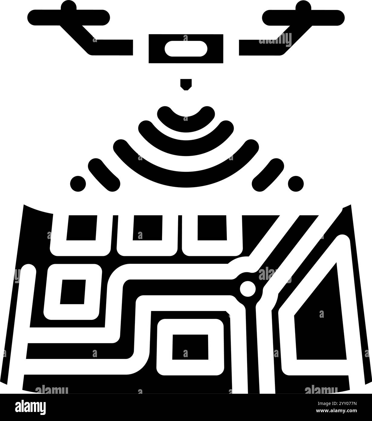 airspace map unmanned aerial vehicle glyph icon vector illustration ...