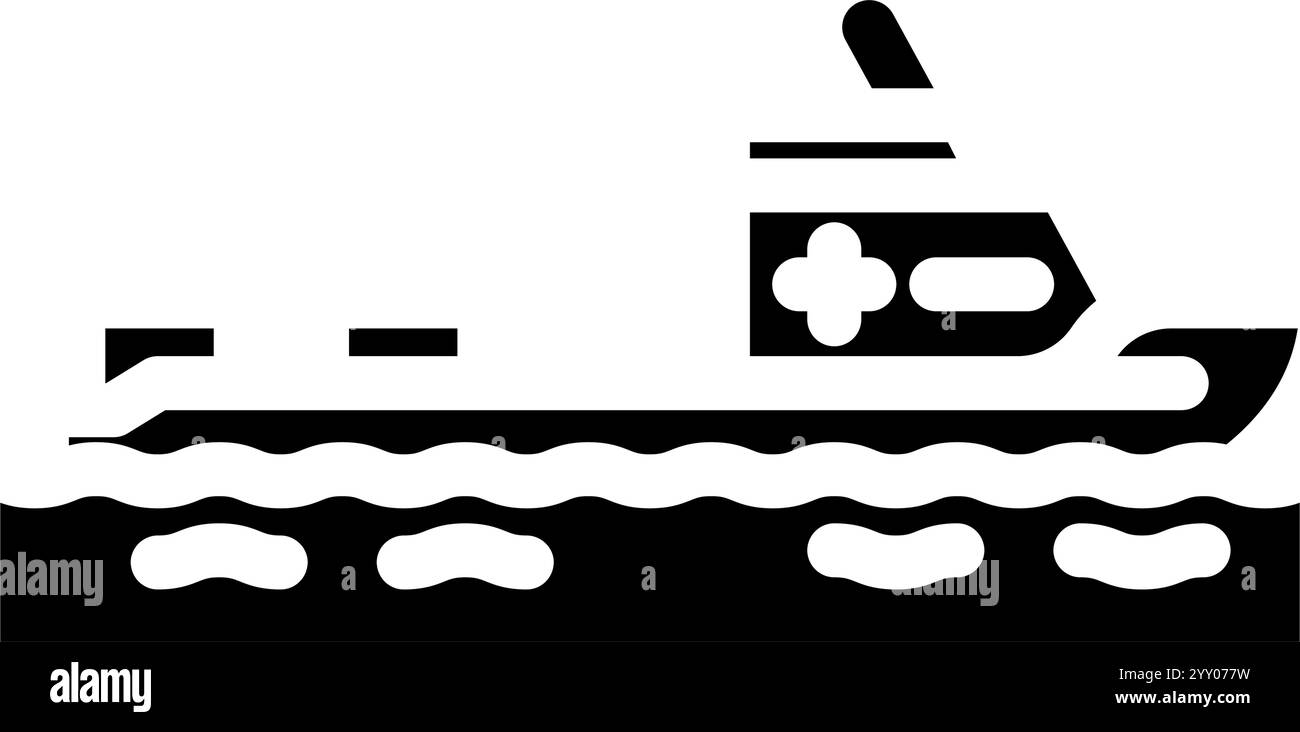hospital ship transport marine glyph icon vector illustration Stock ...