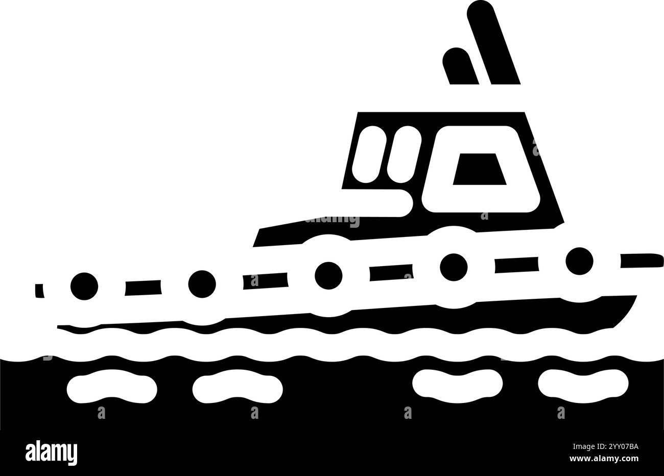 tugboat ship transport marine glyph icon vector illustration Stock ...