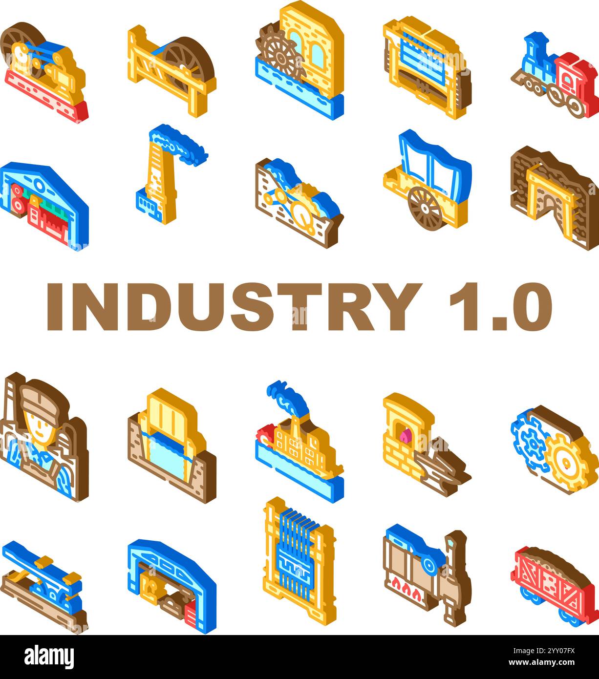 industry 1 industrialization icons set vector Stock Vector Image & Art ...