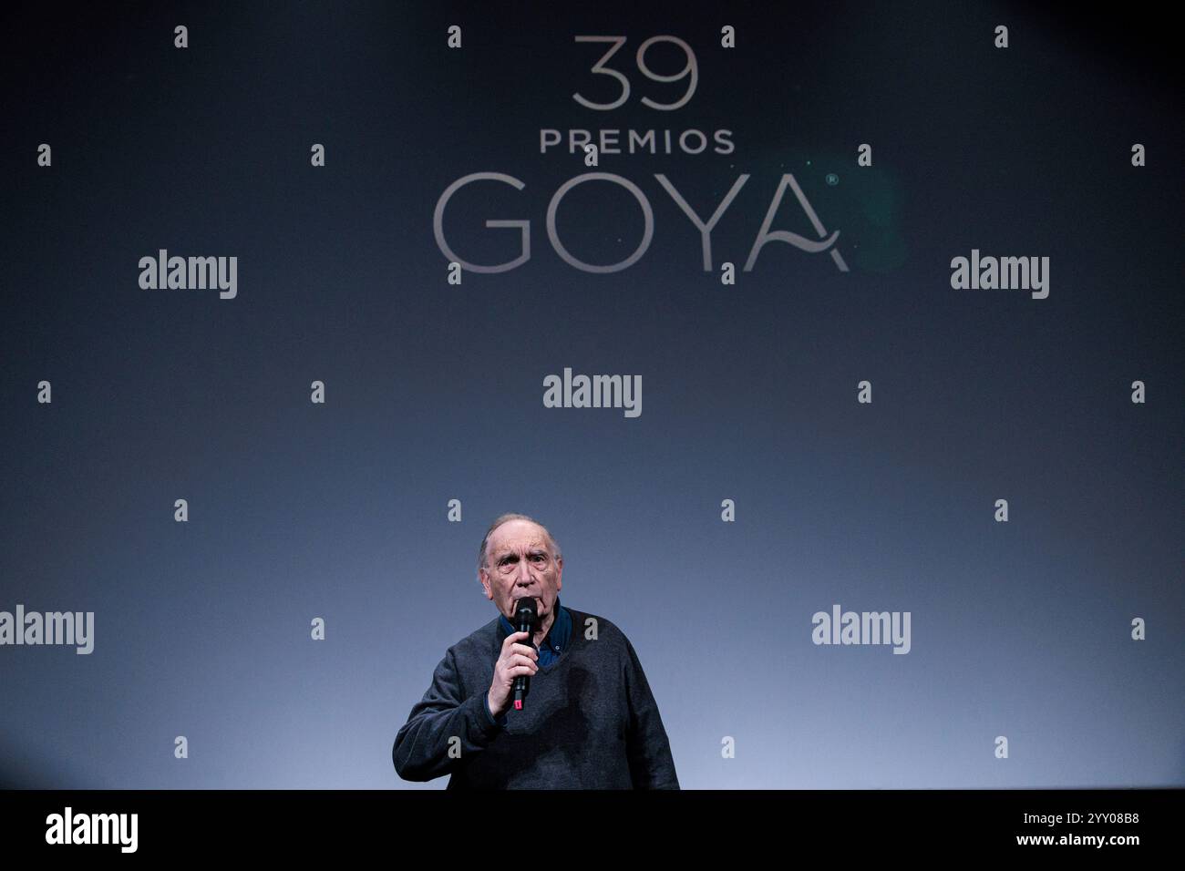 The president of the Film Academy, Fernando Méndez-Leite, speaks during the presentation of the ...