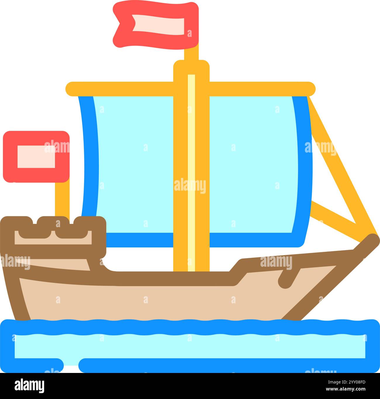 cog ancient ship color icon vector illustration Stock Vector Image ...