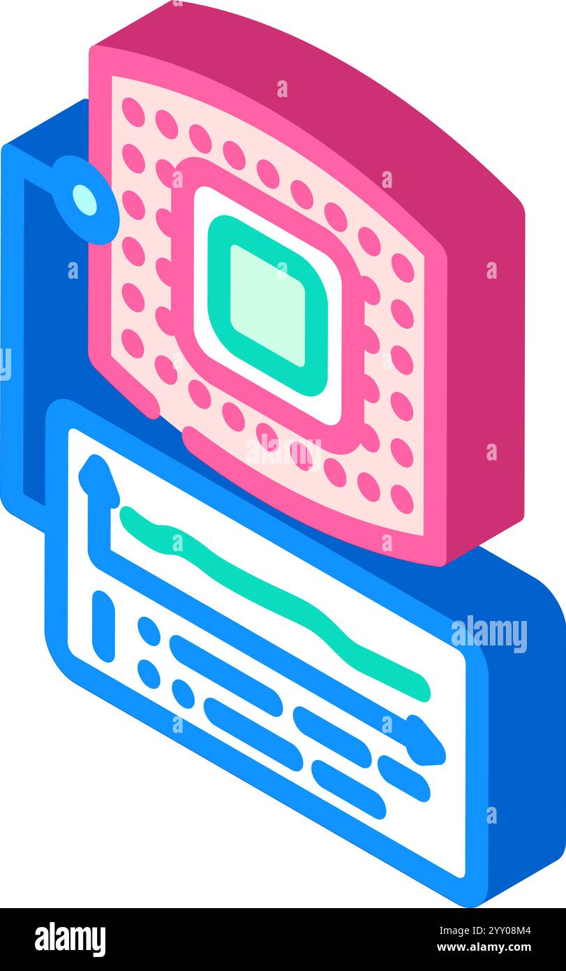 body temperature patch wearable isometric icon vector illustration ...