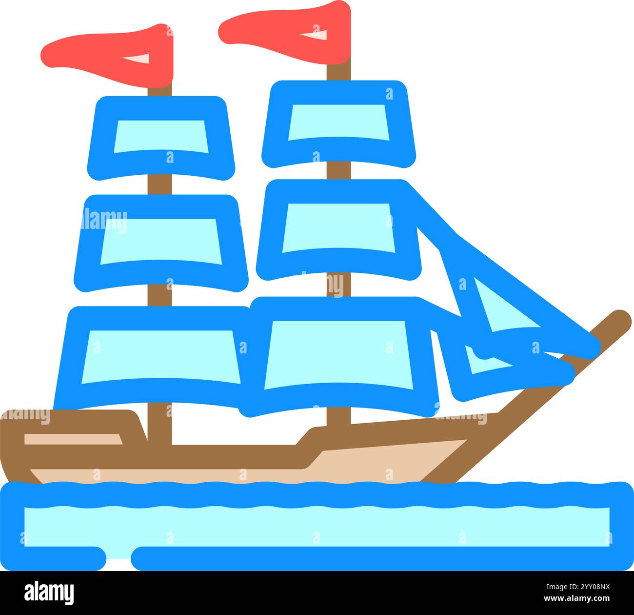 brigantine ancient ship color icon vector illustration Stock Vector ...