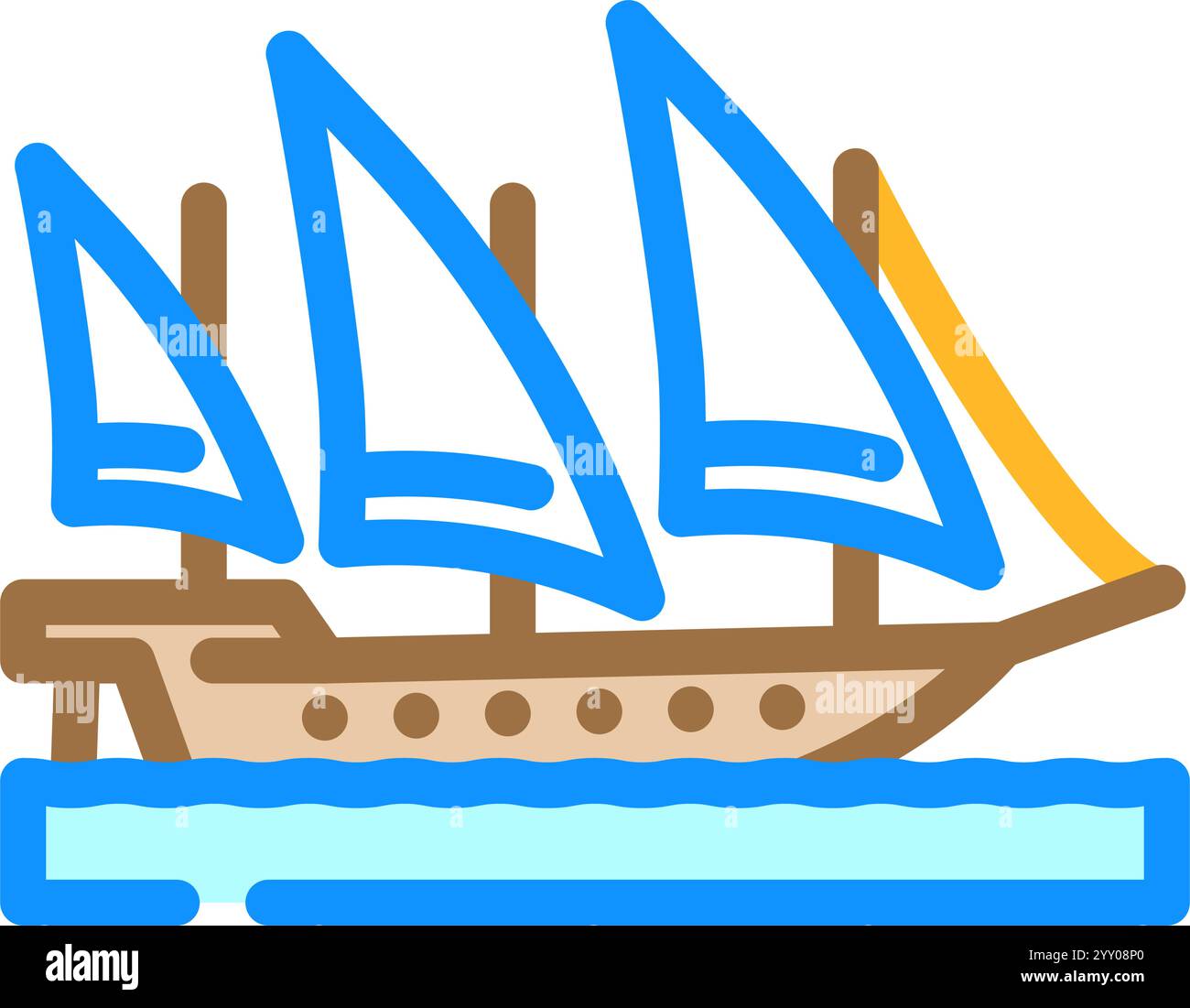 xebec ancient ship color icon vector illustration Stock Vector Image ...