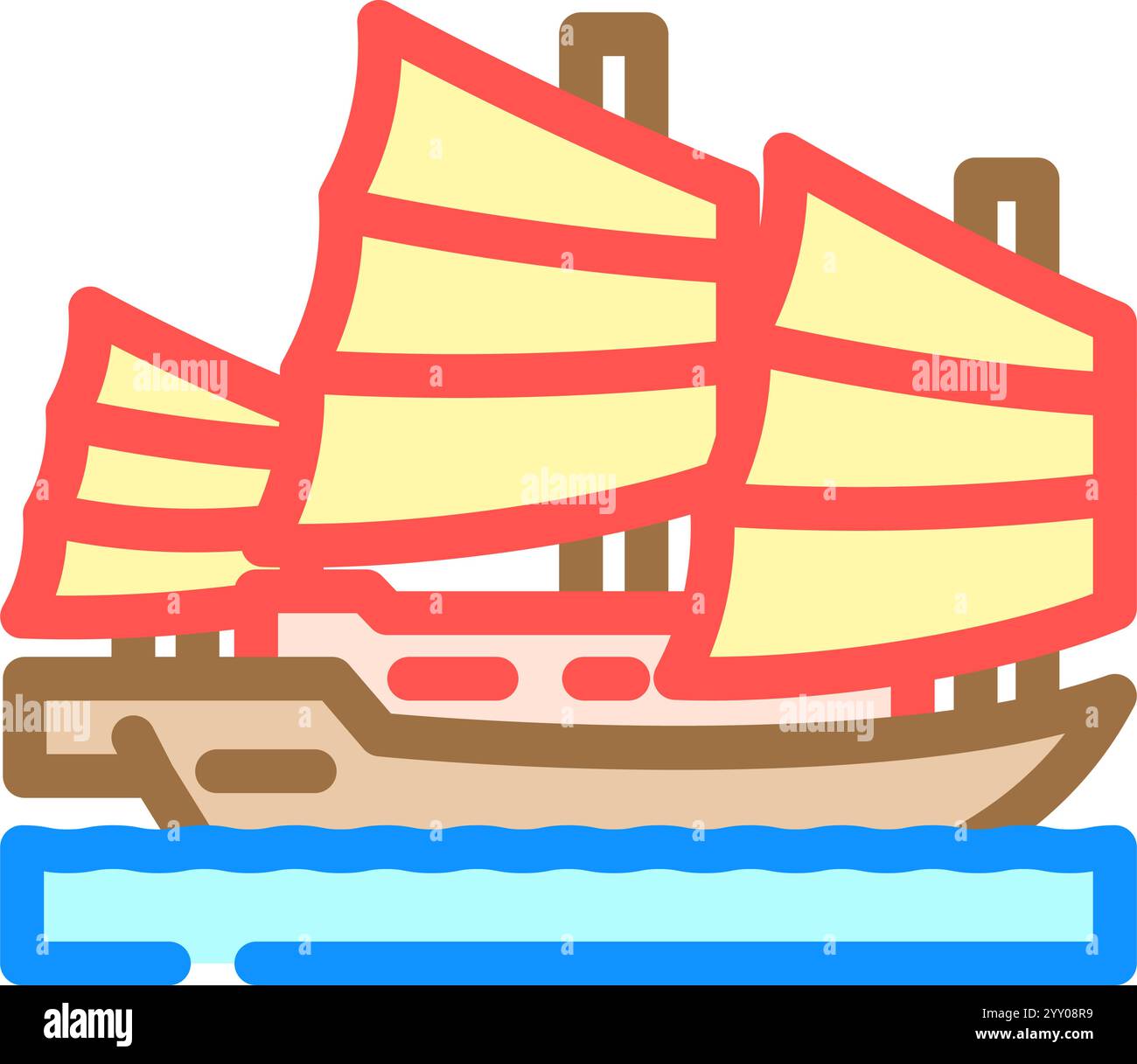 junk ancient ship color icon vector illustration Stock Vector Image ...