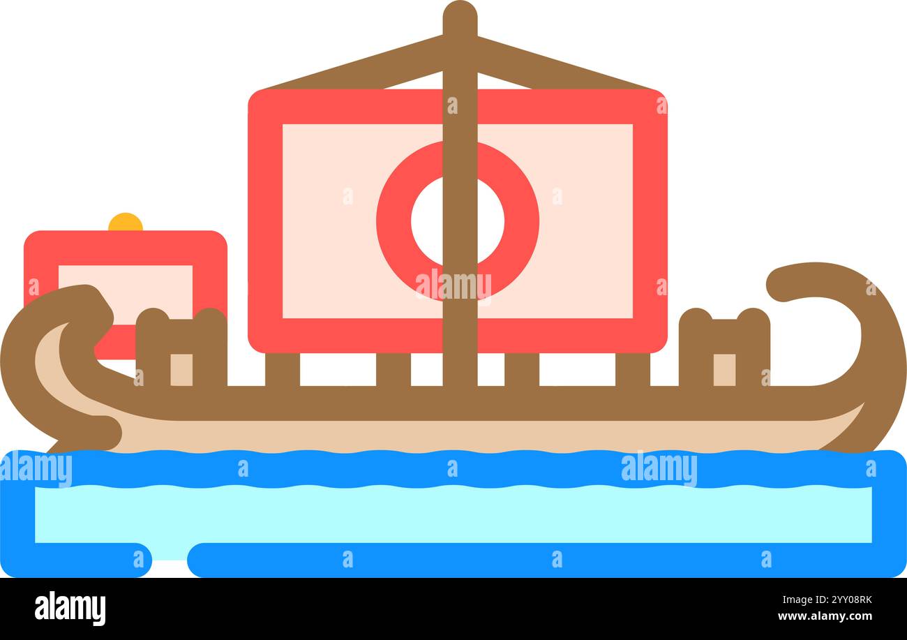 quinquereme ancient ship color icon vector illustration Stock Vector ...