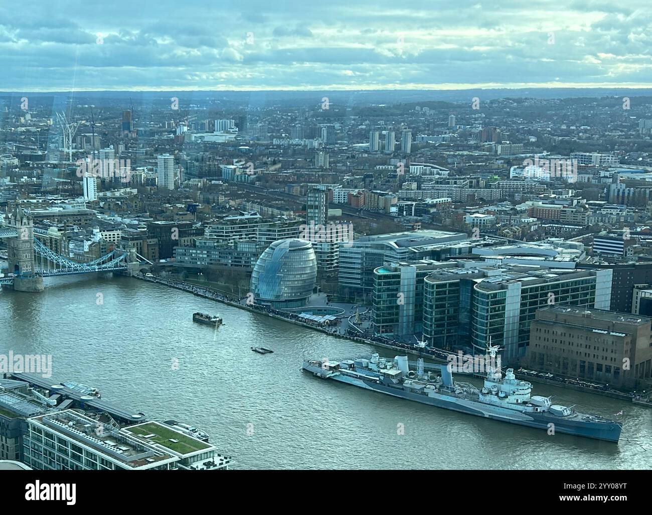 L-R View of Tower Bridge, City Hall and HM Belfast from Sky Garden ...