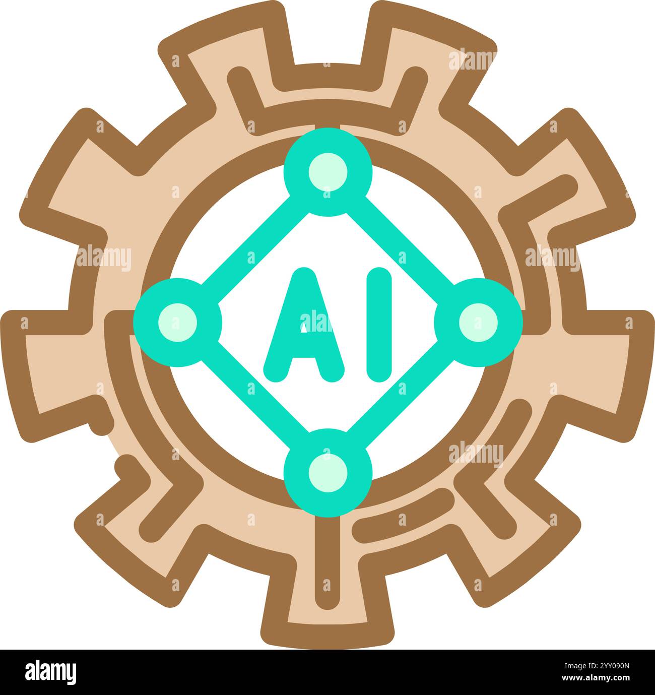artificial intelligence ai gear industry 5 color icon vector ...