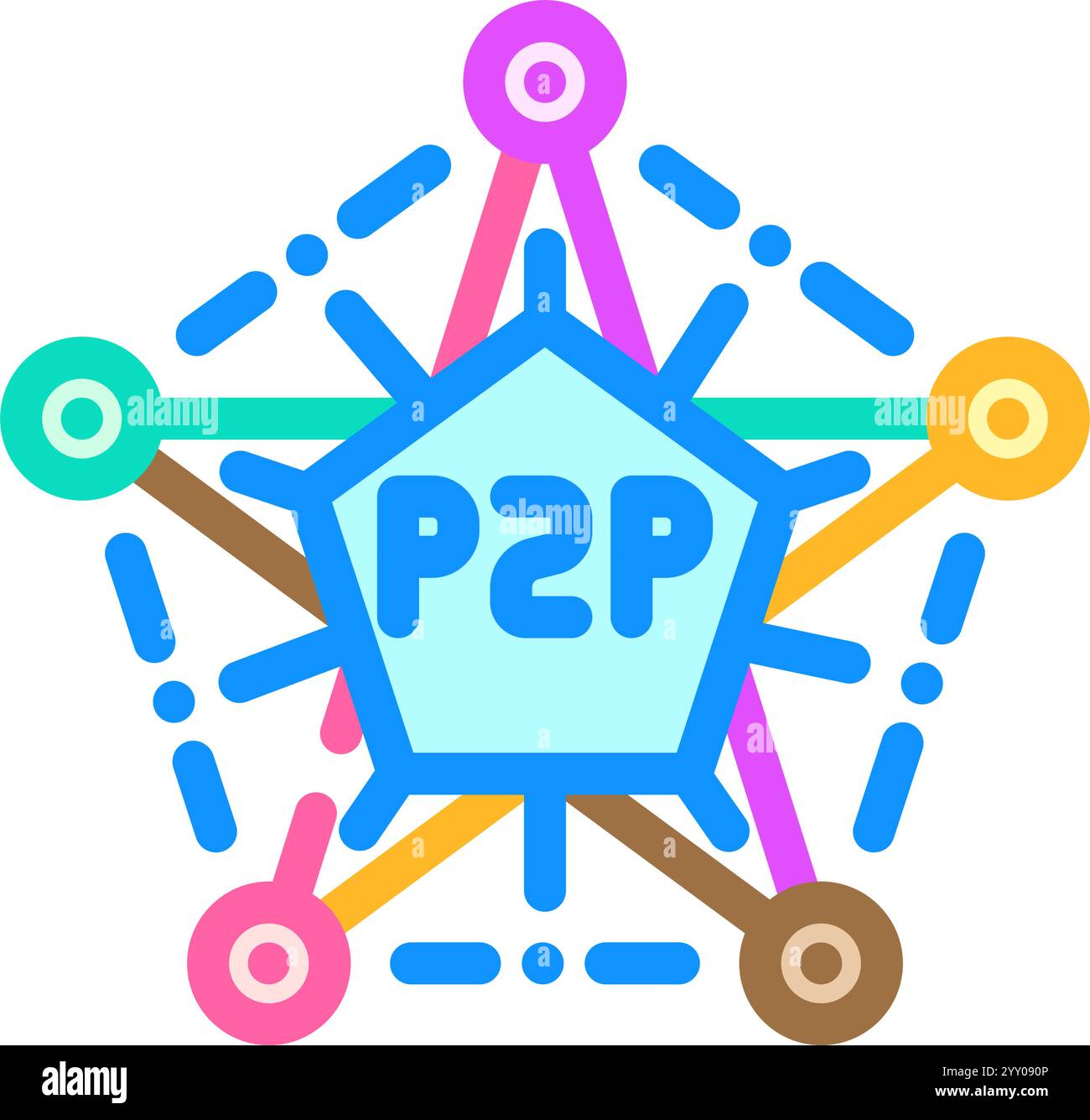 Peer To Peer Nodes Decentralized Application Color Icon Vector Illustration Stock Vector Image