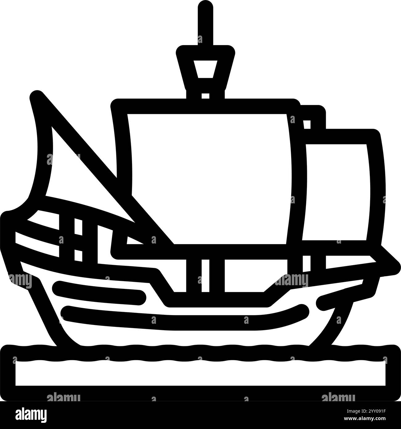 carrack ancient ship line icon vector illustration Stock Vector Image ...