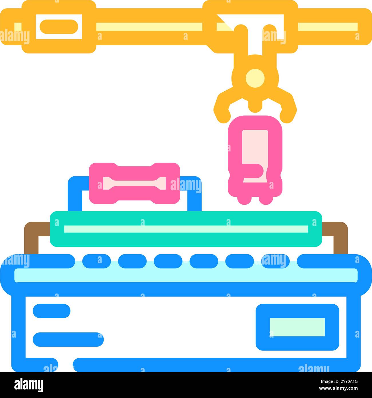 electronic assembly line industry 3 color icon vector illustration ...