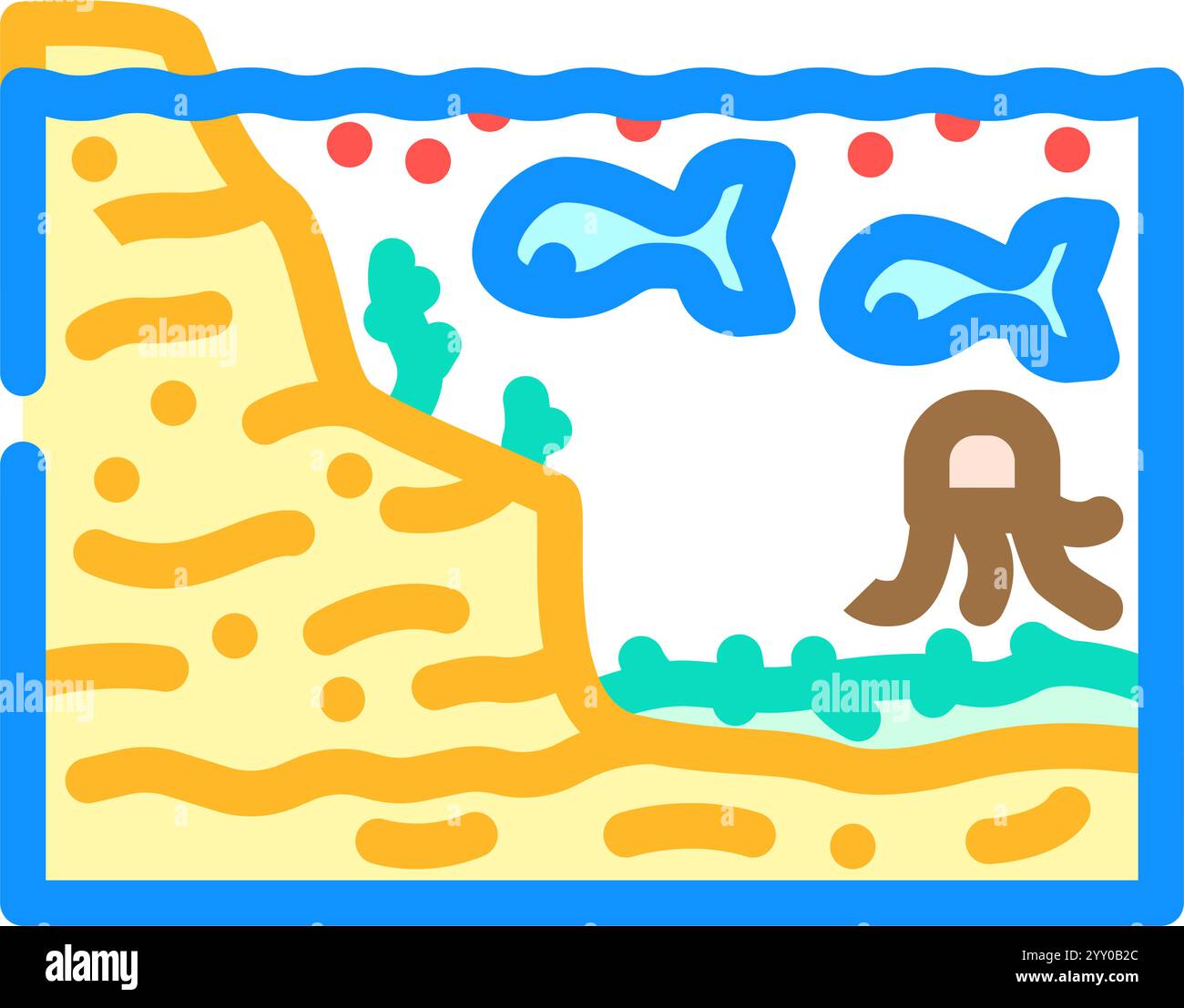 tide pool ecosystem world ocean color icon vector illustration Stock ...