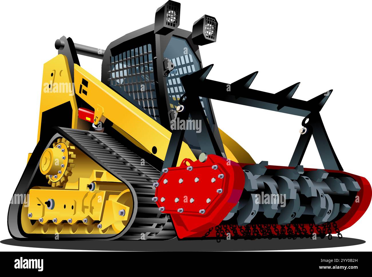 Vector Cartoon Mulcher Tractor. Available EPS-10 vector format ...