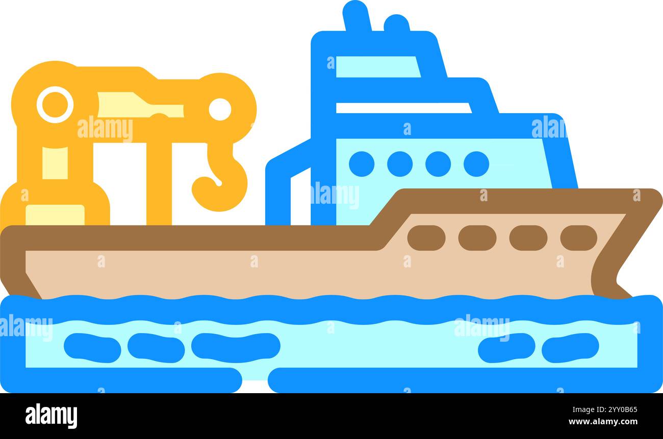 marine research vessel world ocean color icon vector illustration Stock ...