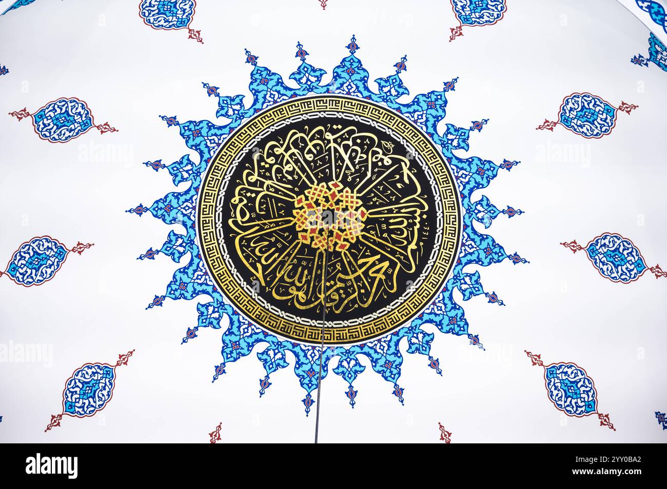 Dome decoration with Islamitic signs on the Mosque of Namazgah ceiling ...
